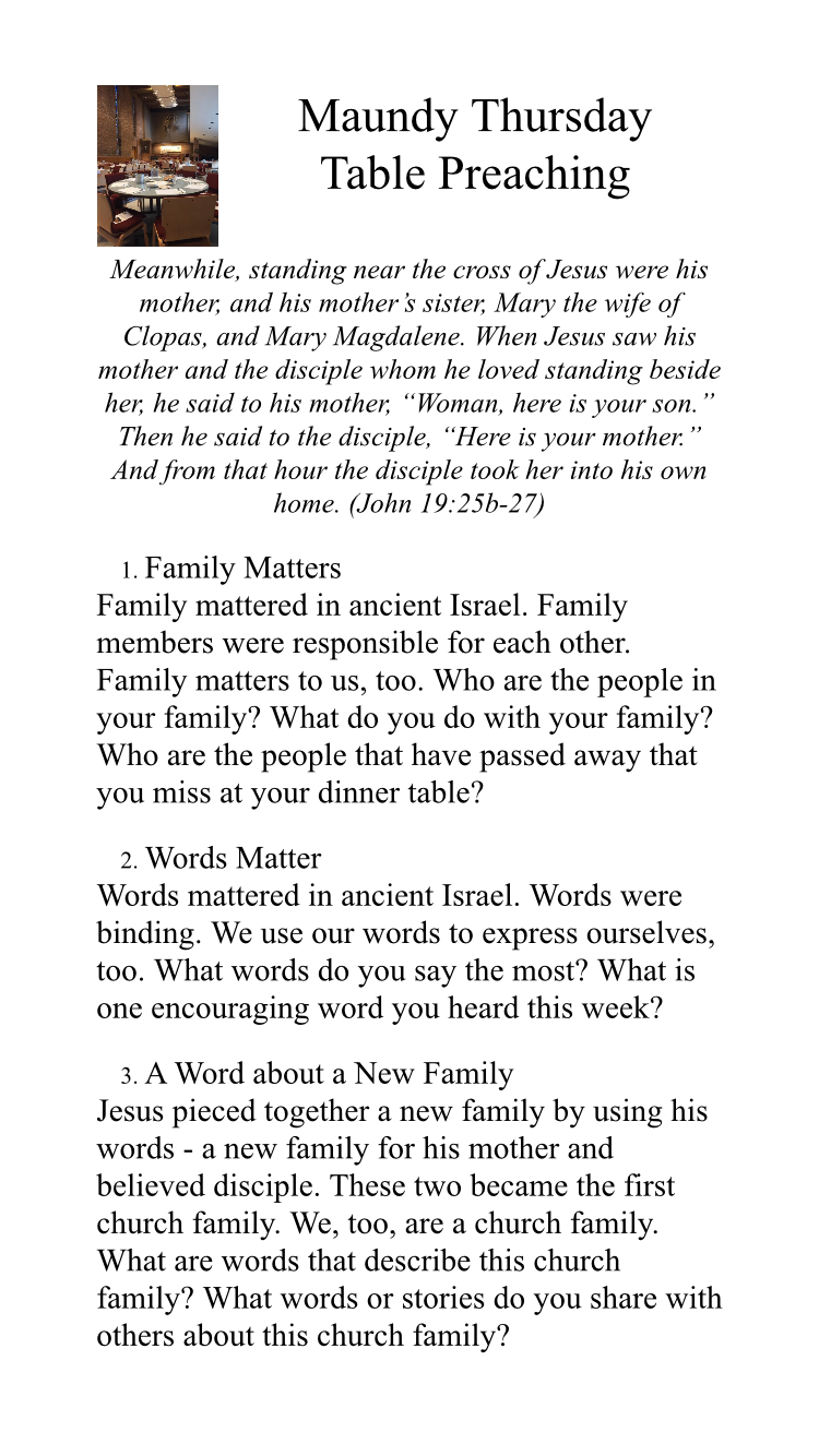 Maundy Thursday – Dinner Church Style | StoryBoard